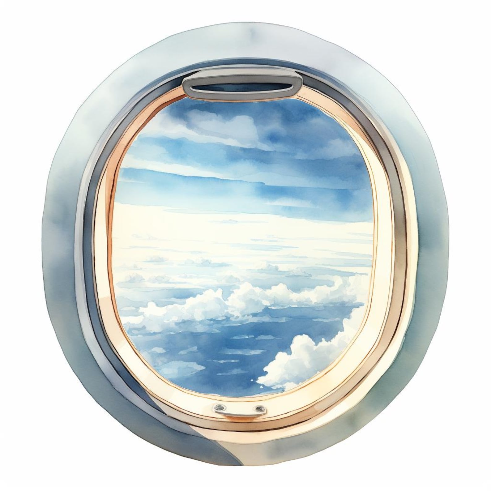 Airplane Window View, Printable Watercolor Clipart Bundle, 10 High ...