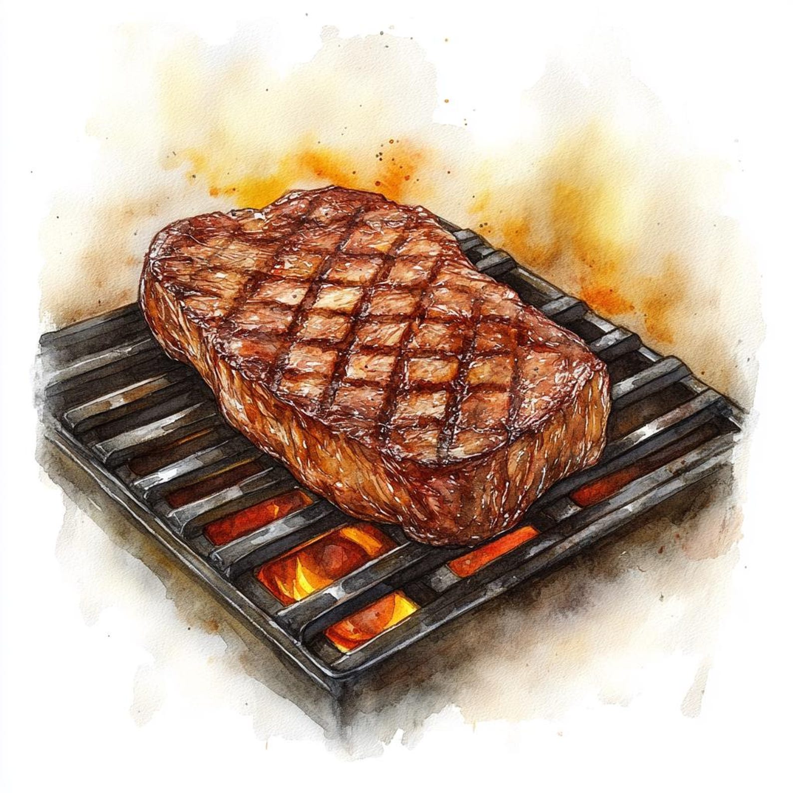 Grilled Steak, Printable Watercolor Clipart Bundle, 10 High Quality ...