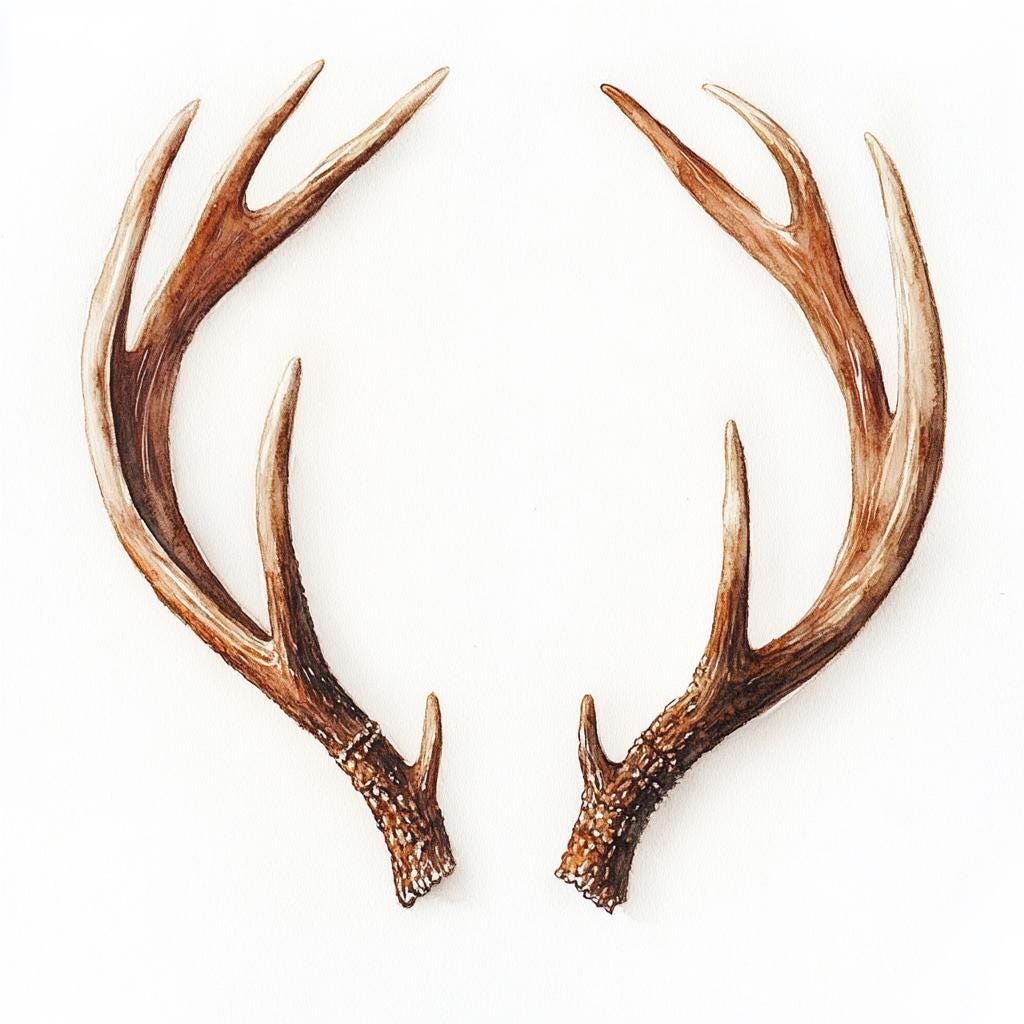 Deer Antlers, Printable Watercolor Clipart, 10 High Quality Watercolor ...