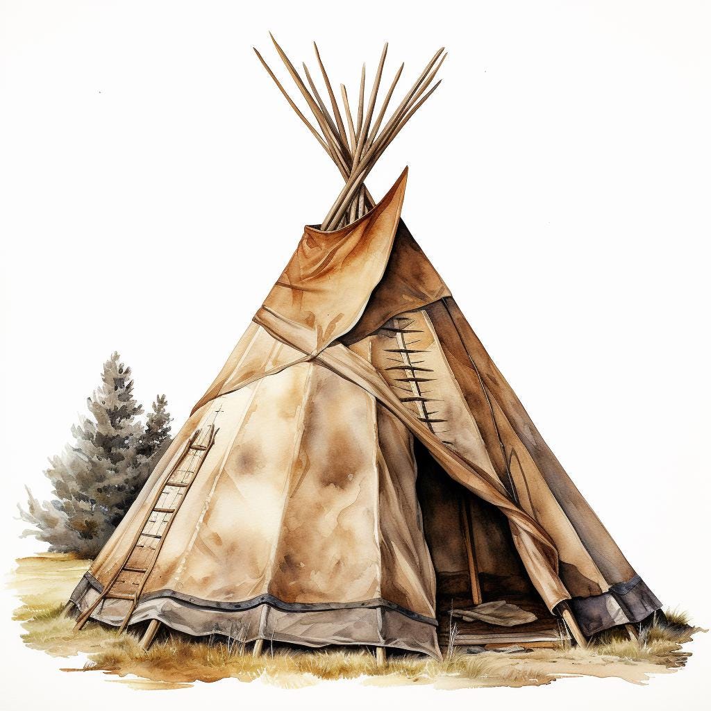Indian Teepee Tent, Printable Watercolor Clipart, 10 High Quality ...