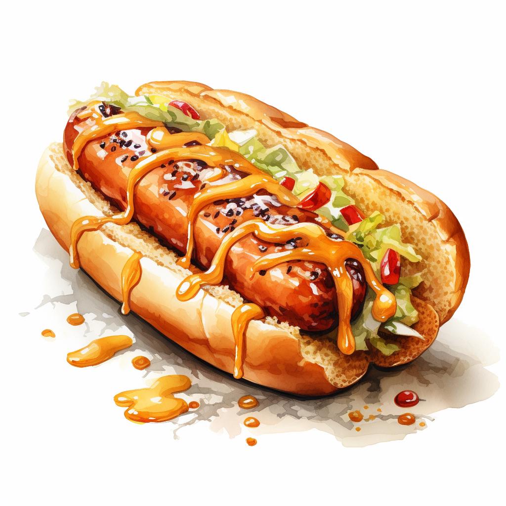 Watercolor Hot Dog Clipart Bundle: Fast Food Art, 10 Watercolor JPG ...