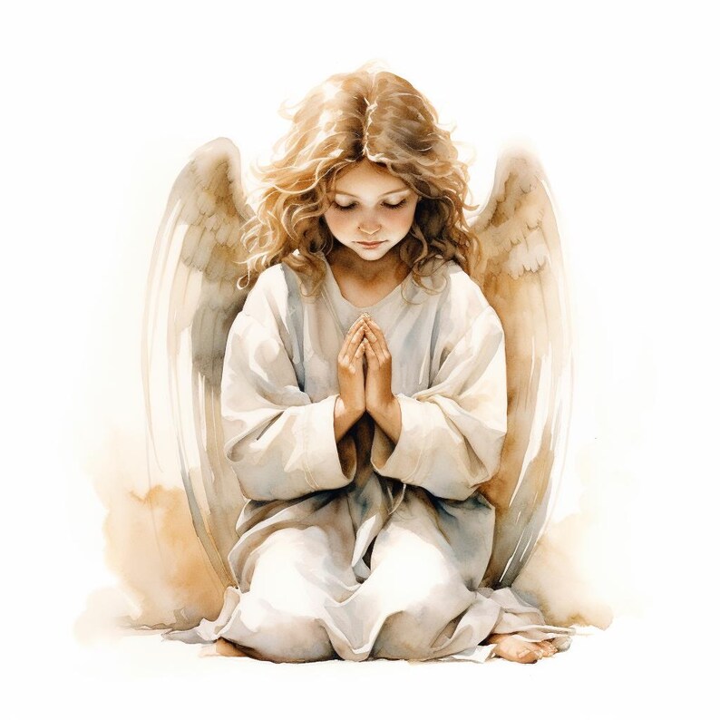 Angel in White Clothes With Hands Folded in Prayer, Printable ...