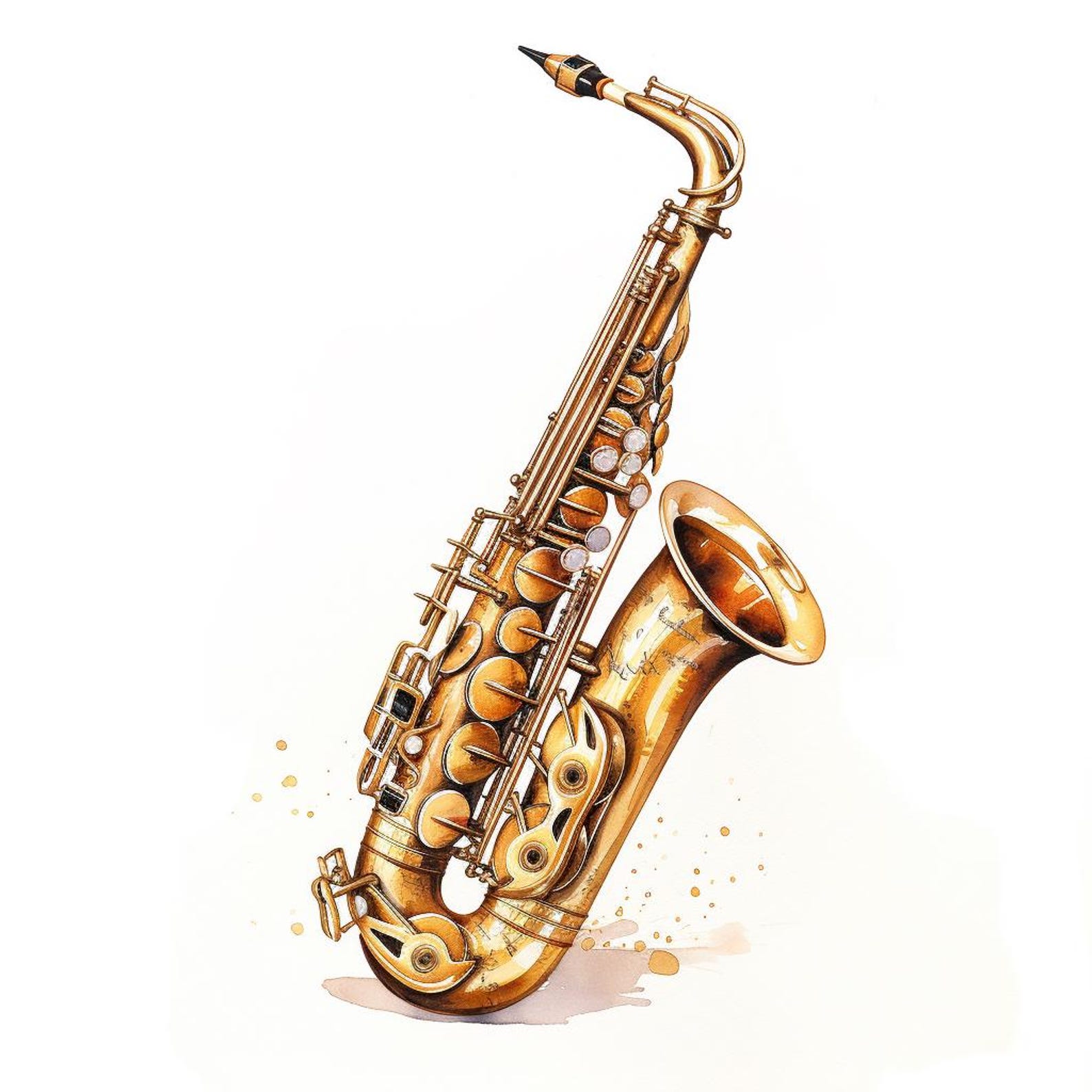 Saxophone, Printable Watercolor Clipart Bundle, 10 High Quality ...