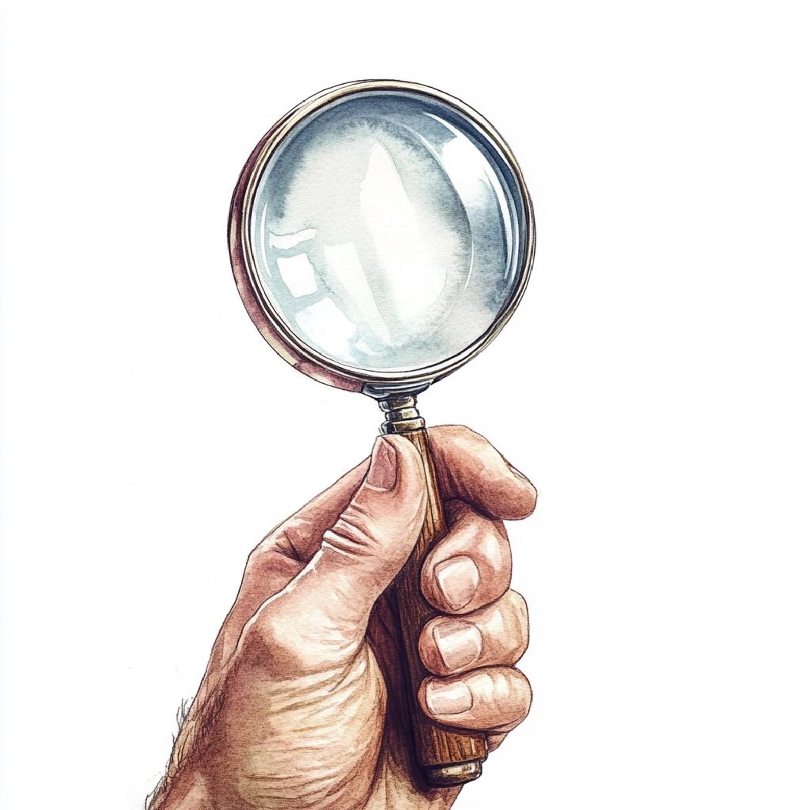 Hand Holding Magnifying Glass, Printable Watercolor Clipart Bundle, 10 ...