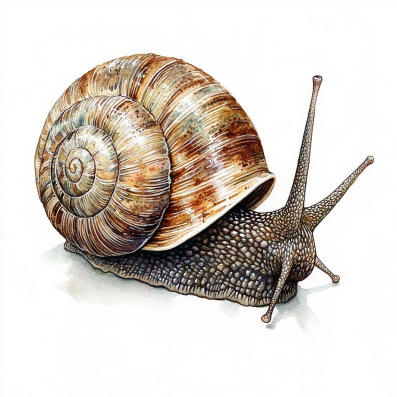 Snail, Printable Watercolor Clipart, 10 High Quality Watercolor Jpgs ...