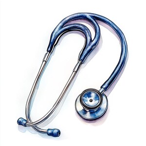 Stethoscope, Printable Watercolor Clipart, 10 High Quality Watercolor ...