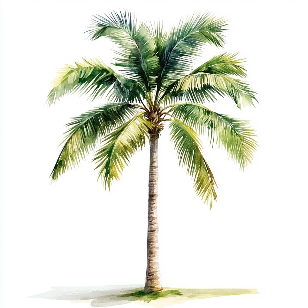 Palm Tree, Printable Watercolor Clipart, 10 High Quality Watercolor ...