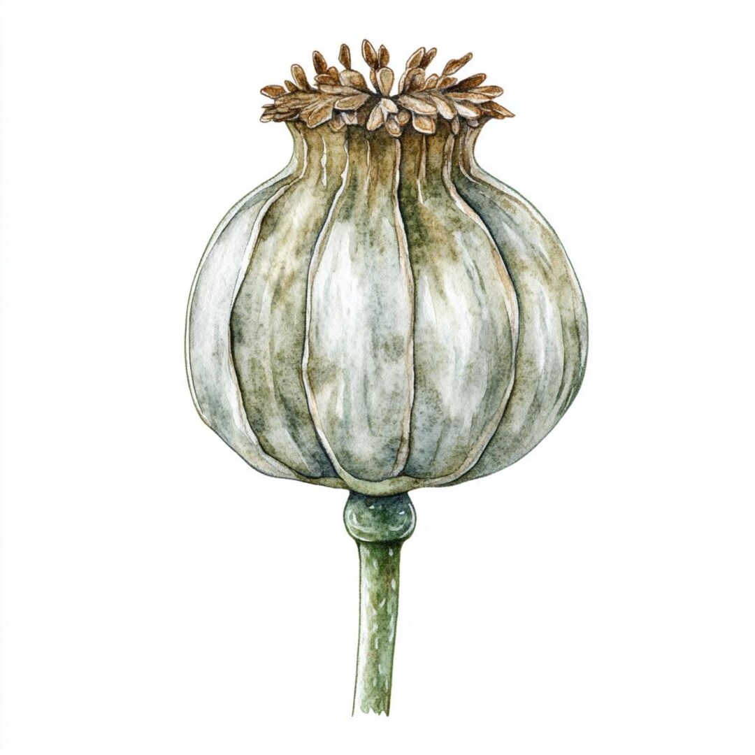 Poppy Seed Pod, Printable Watercolor Clipart Bundle, 10 High Quality ...