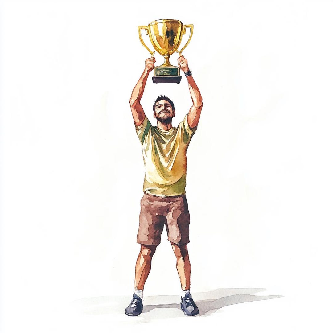 Victorious Man Watercolor Clipart Bundle: Champion Trophy Art, 10 ...