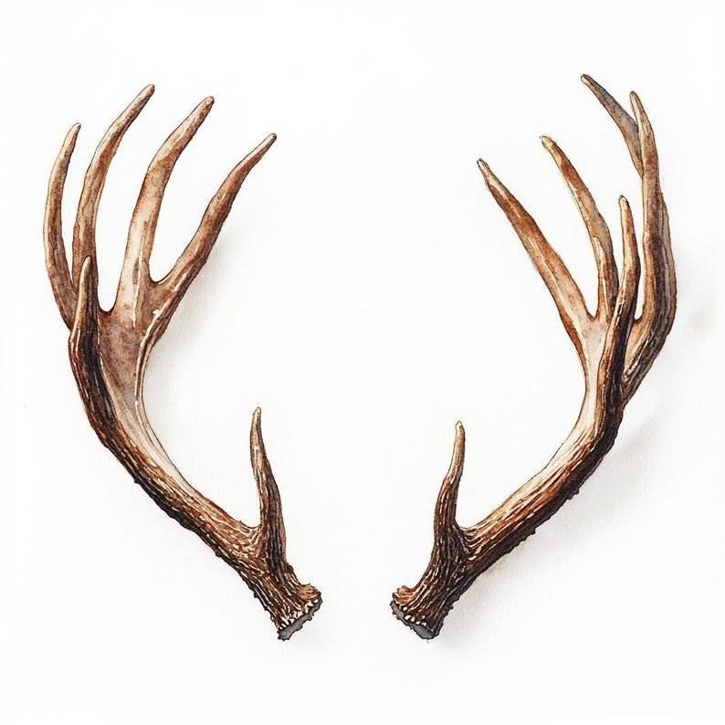 Deer Antlers, Printable Watercolor Clipart, 10 High Quality Watercolor ...