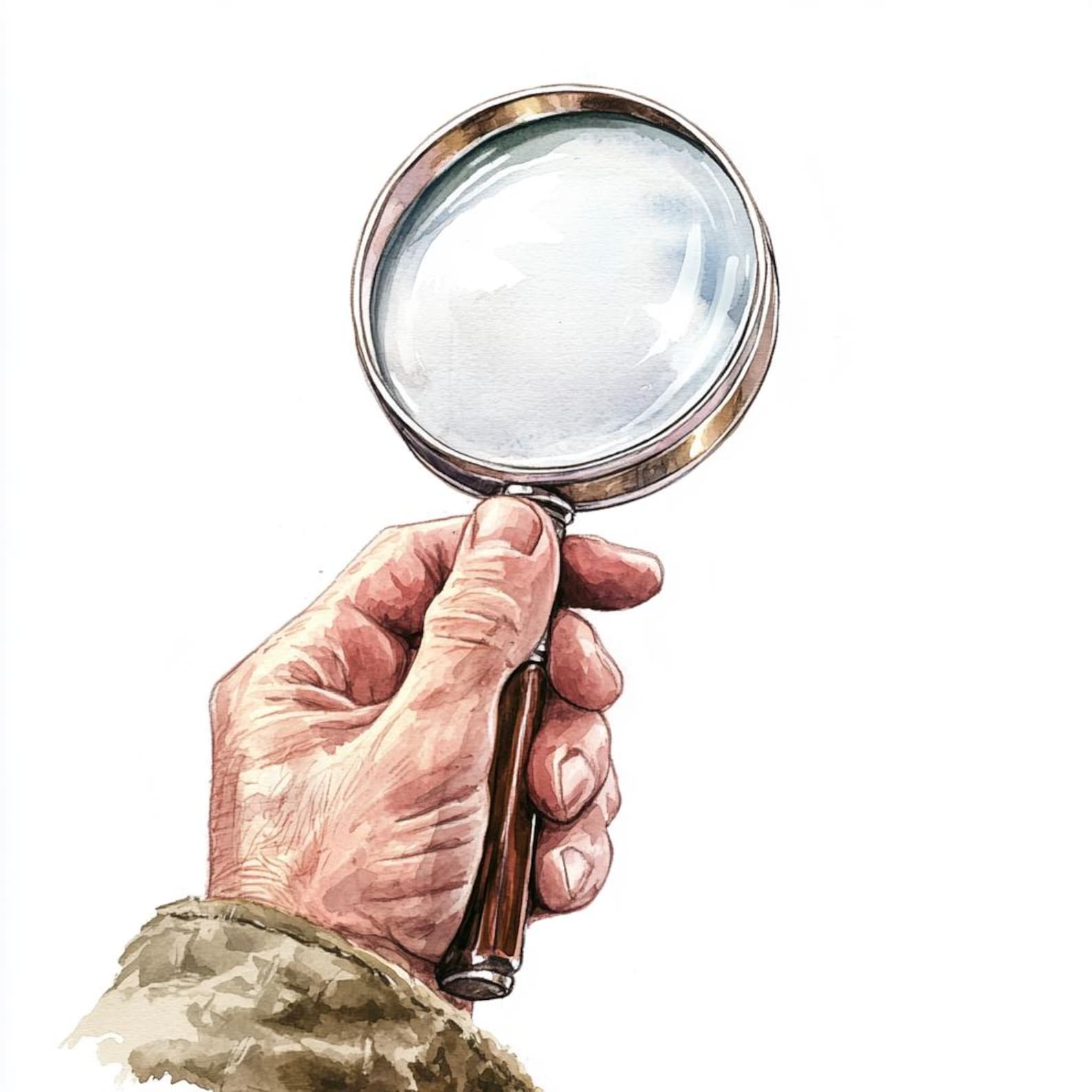 Hand Holding Magnifying Glass, Printable Watercolor Clipart Bundle, 10 ...