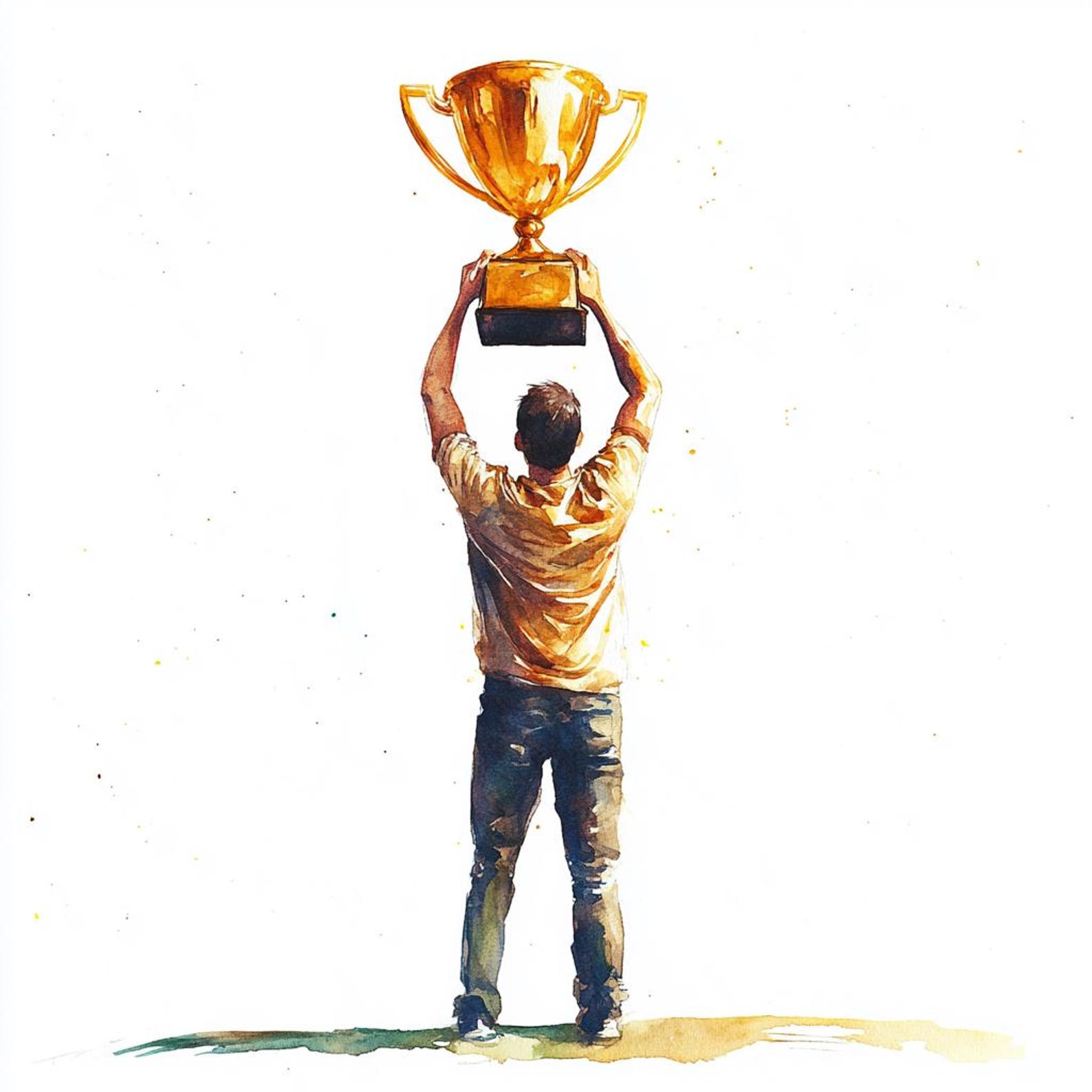 Victorious Man Watercolor Clipart Bundle: Champion Trophy Art, 10 ...