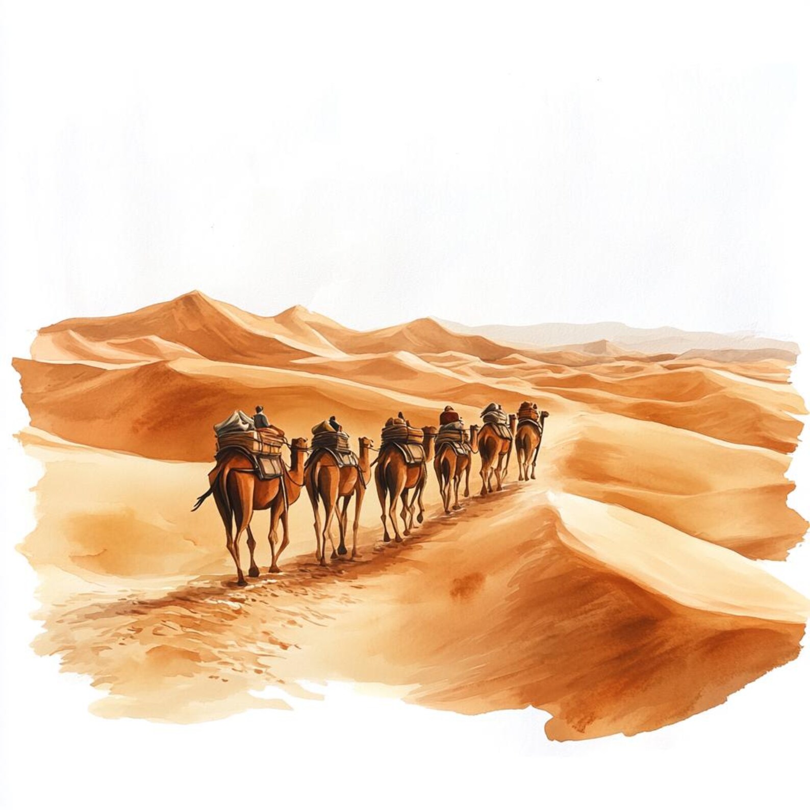 Caravan in the Desert, Printable Watercolor Clipart Bundle, 10 High ...