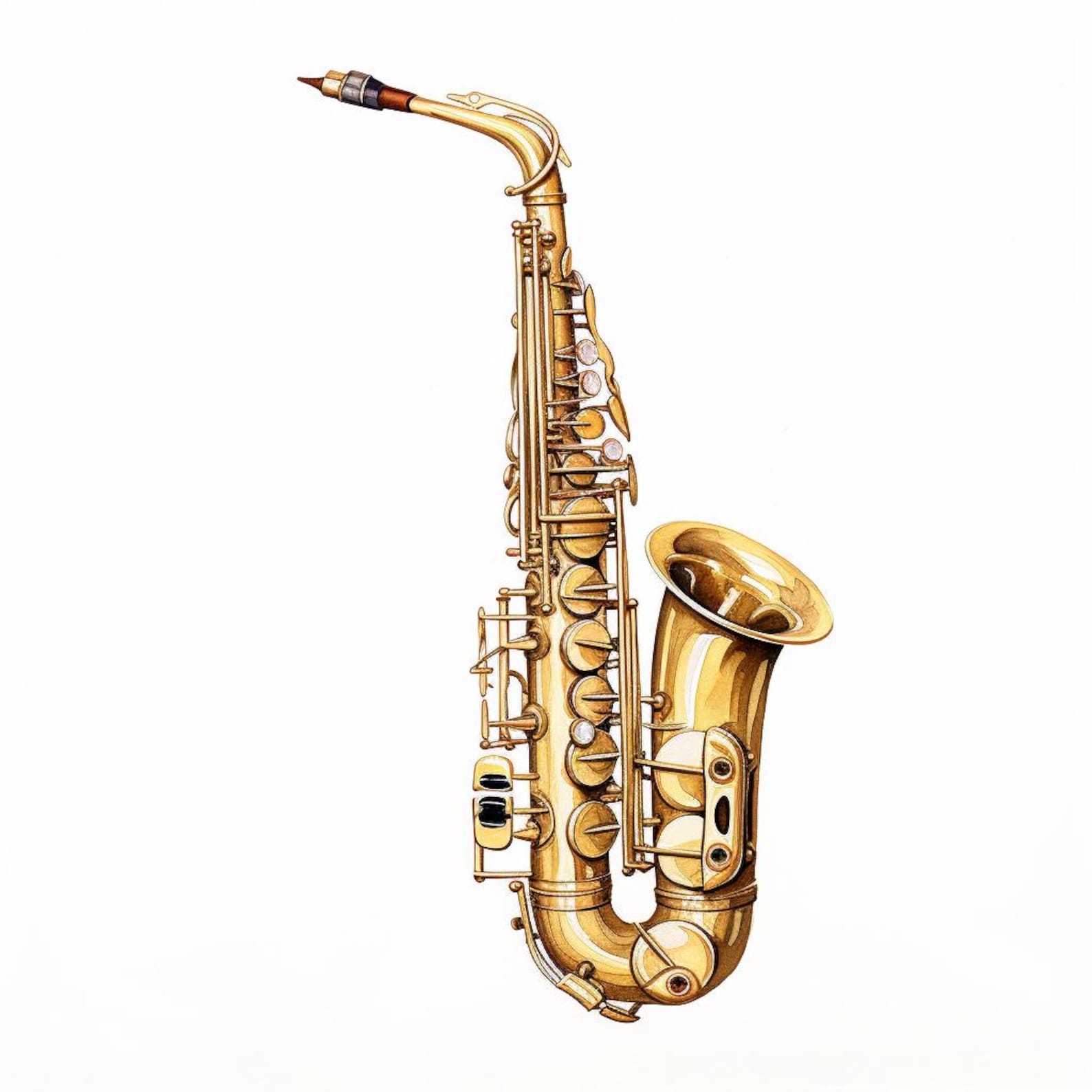 Saxophone, Printable Watercolor Clipart Bundle, 10 High Quality ...