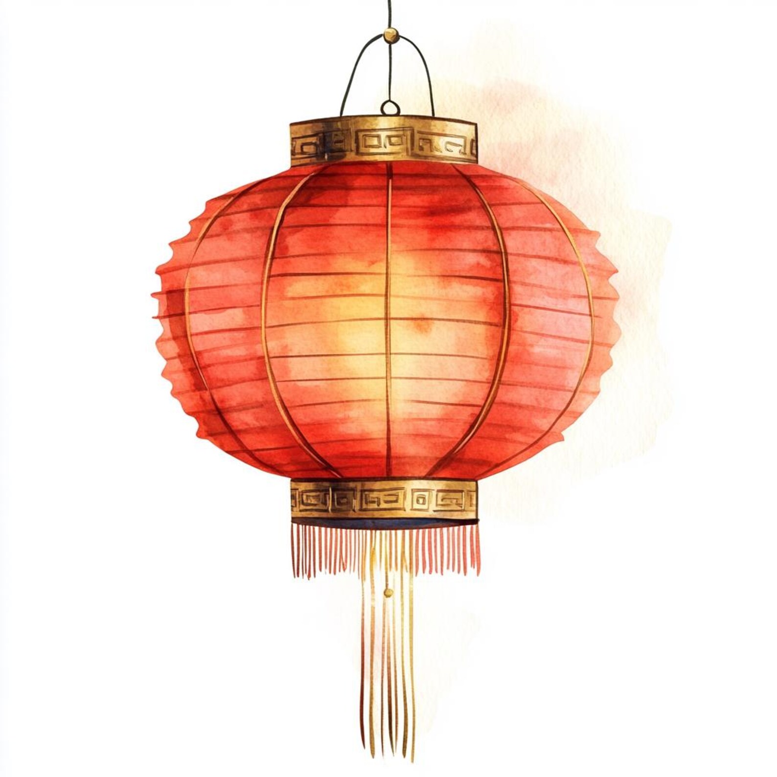 Chinese Paper Lantern, Printable Watercolor Clipart Bundle, 10 High ...