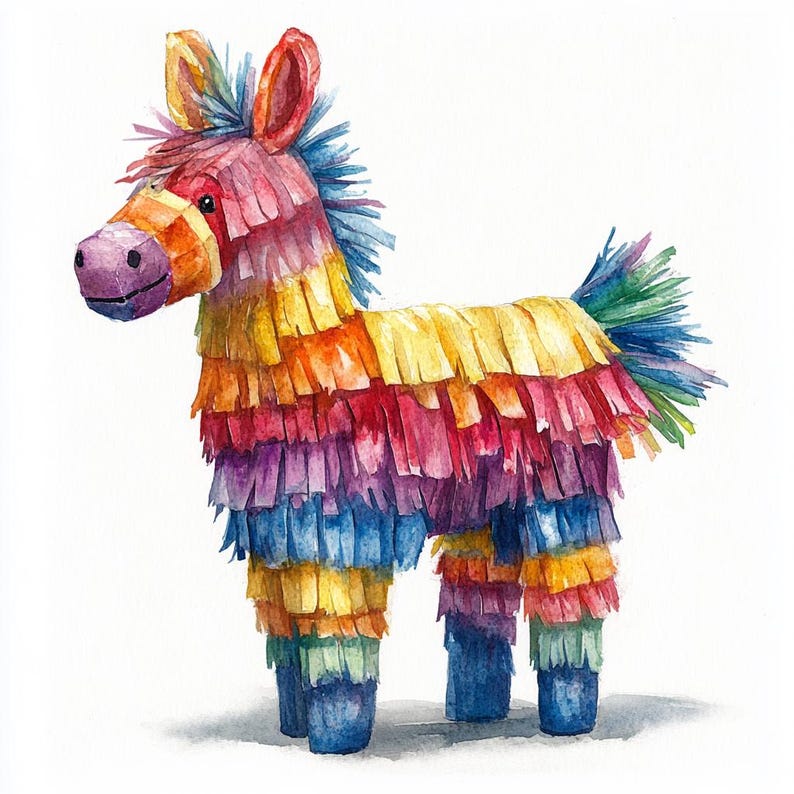 Pinata, Printable Watercolor Clipart, 10 High Quality Watercolor Jpgs ...