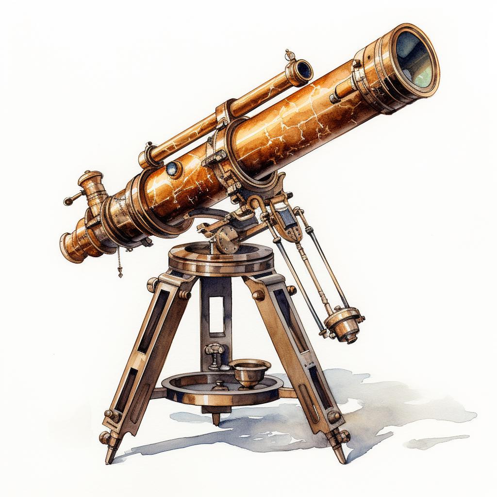 Gold Telescope, Printable Watercolor Clipart, 10 High Quality ...