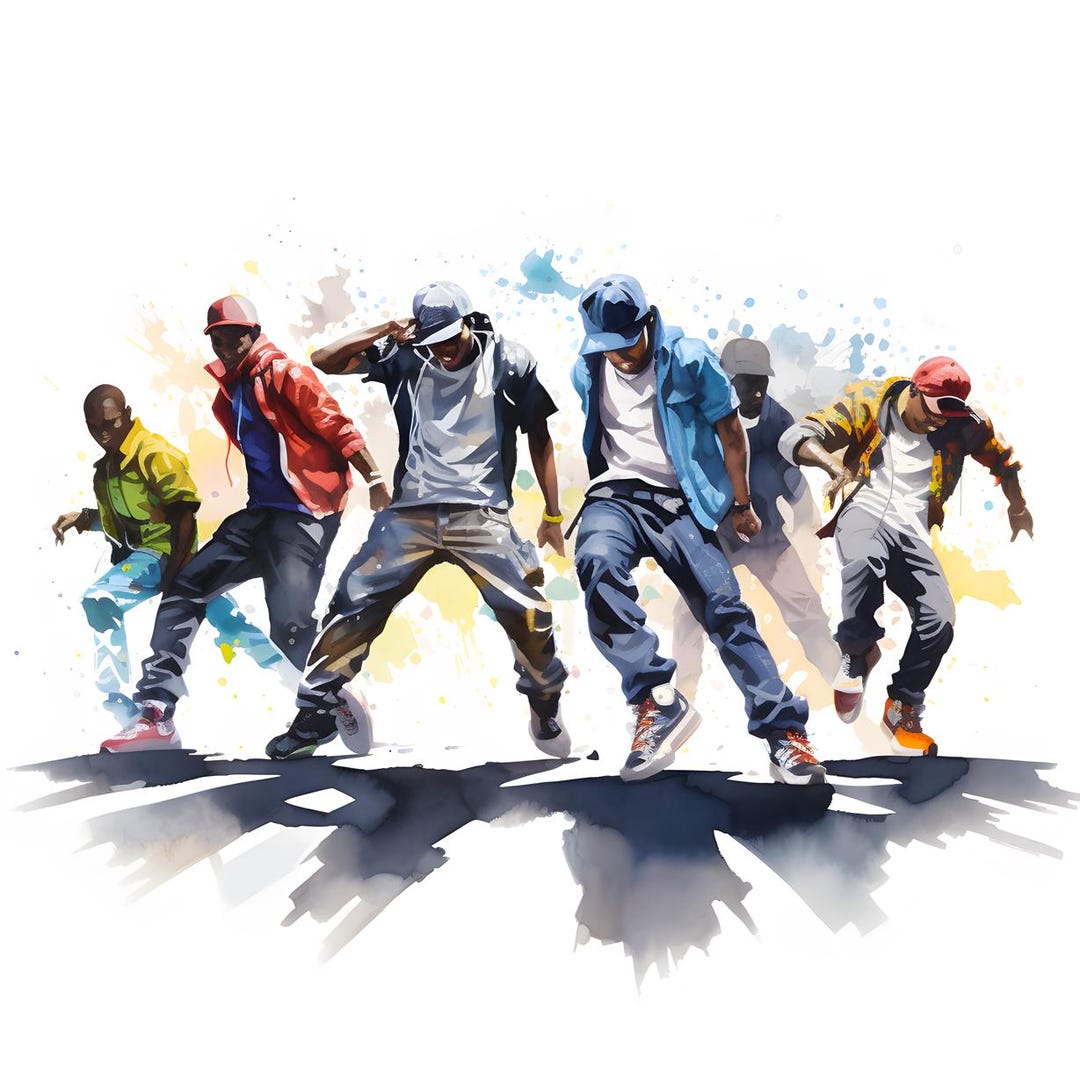 Dynamic Breakdancers, Street Dance, Printable Watercolor Clipart Bundle ...