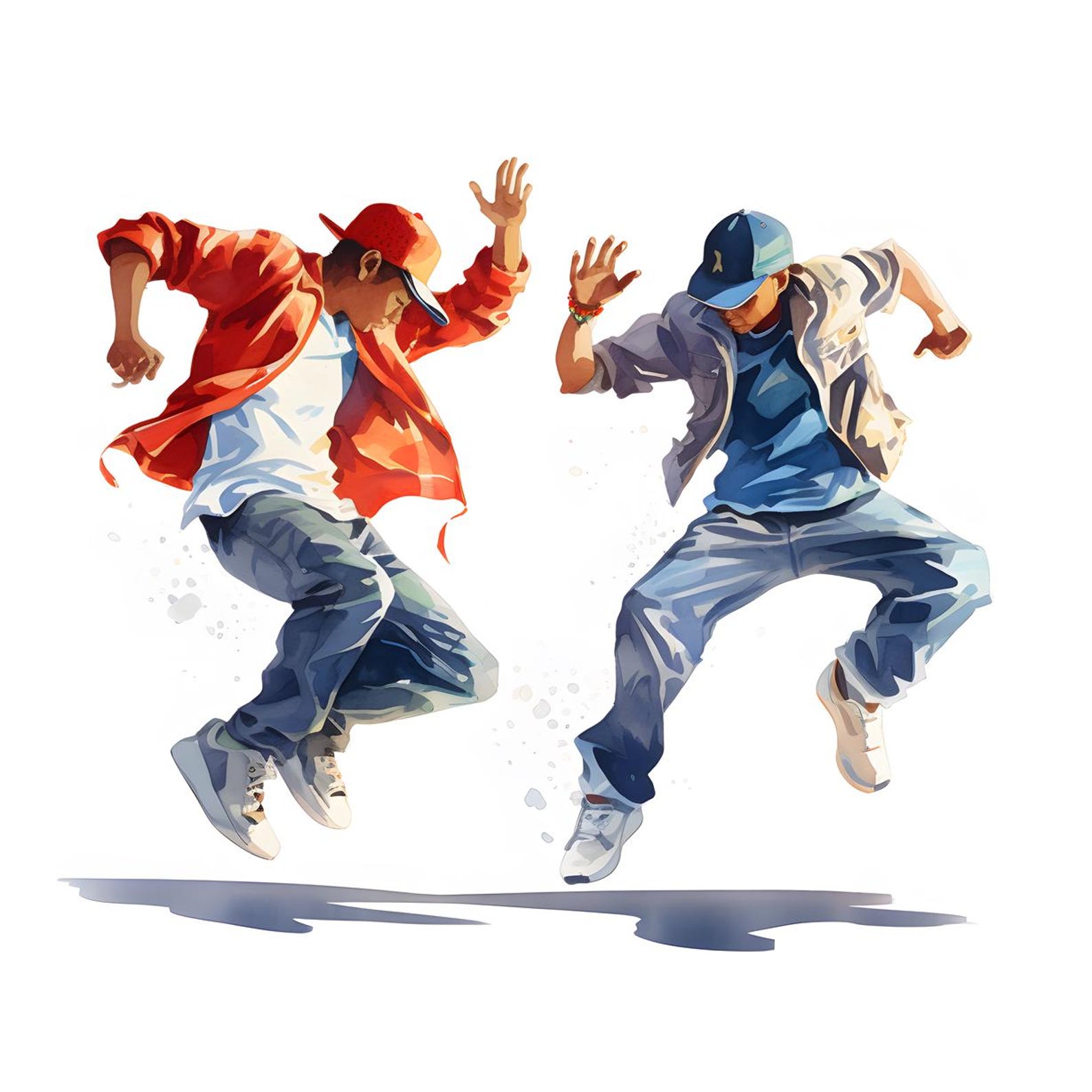 Dynamic Breakdancers, Street Dance, Printable Watercolor Clipart Bundle ...