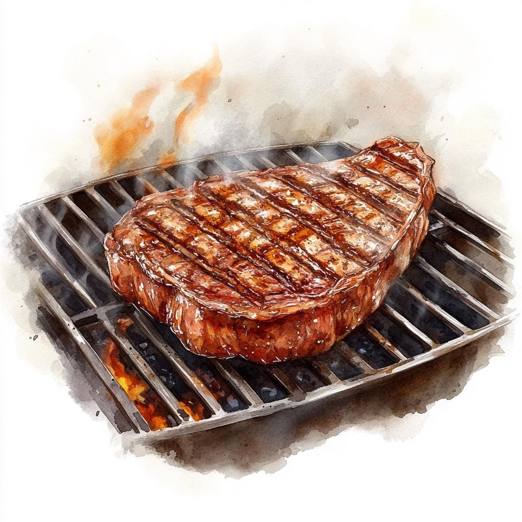 Grilled Steak, Printable Watercolor Clipart Bundle, 10 High Quality ...