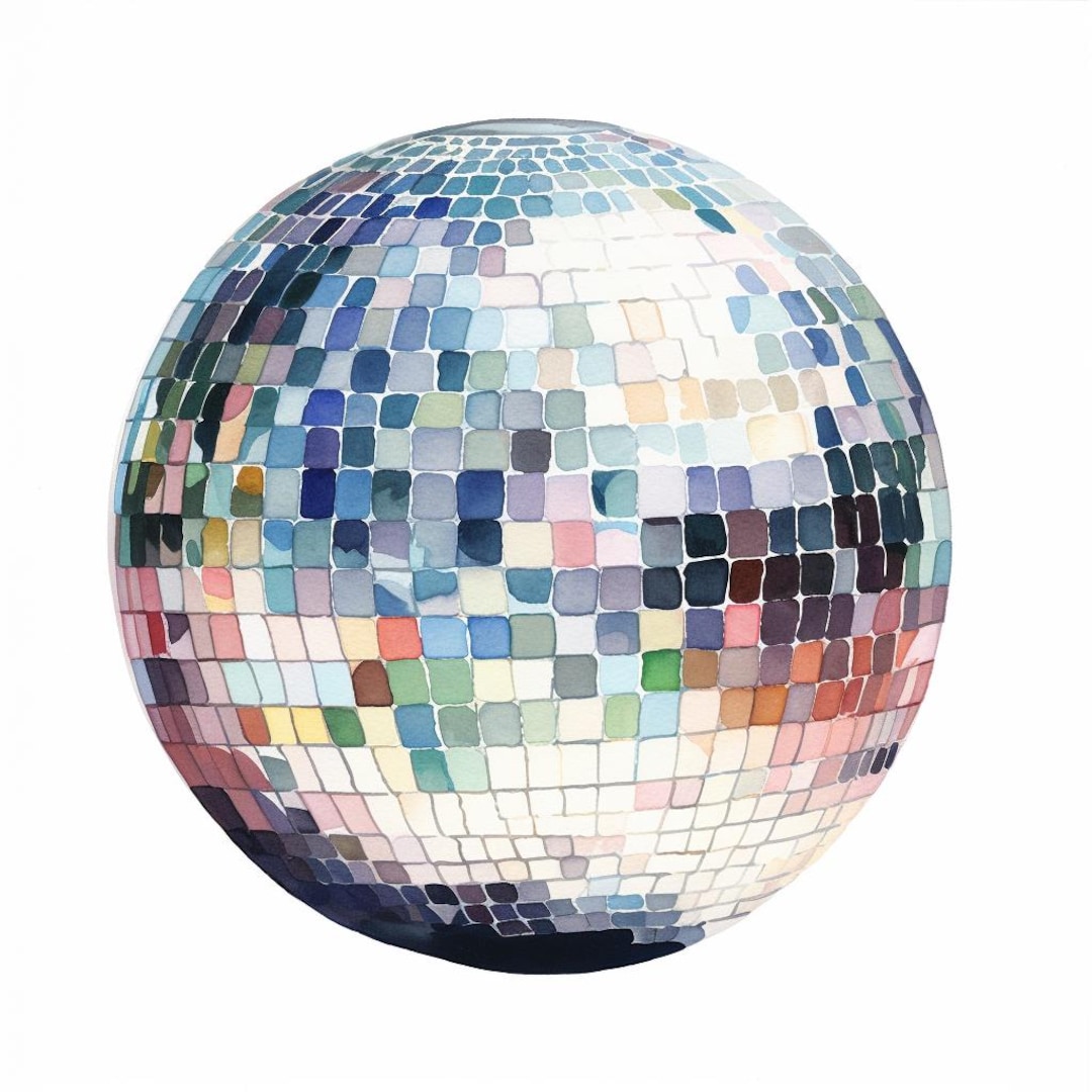 Disco Ball, Printable Watercolor Clipart, 10 High Quality Watercolor ...