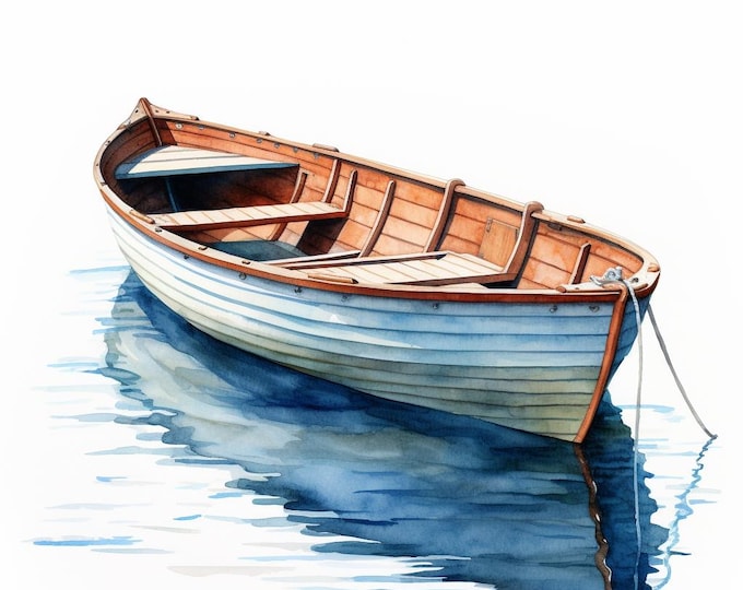 Boat on the Beach Clipart, 10 Printable Watercolor Images, Old Boat ...