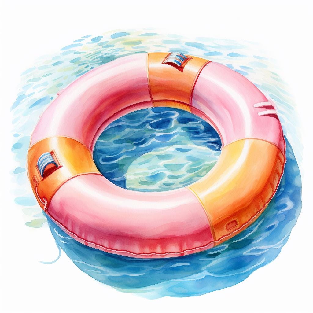 Watercolor Swimming Ring Clipart Bundle, 10 Watercolor JPG, Instant ...