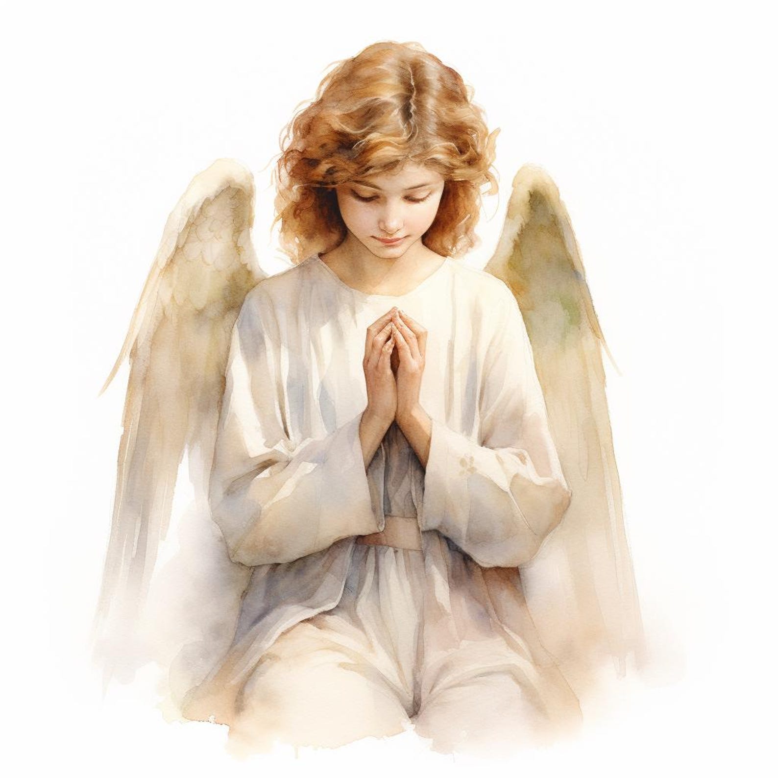 Angel in White Clothes With Hands Folded in Prayer, Printable ...