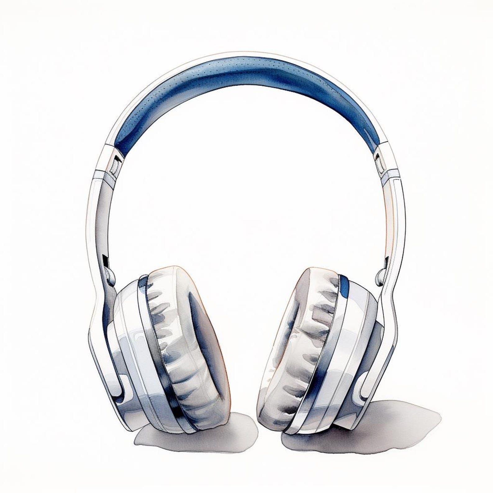 Headphones, Printable Watercolor Clipart, 10 High Quality Watercolor ...
