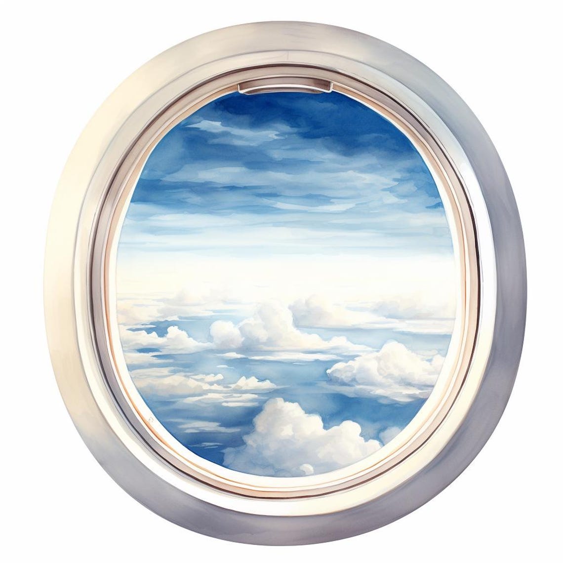 Airplane Window View, Printable Watercolor Clipart Bundle, 10 High ...