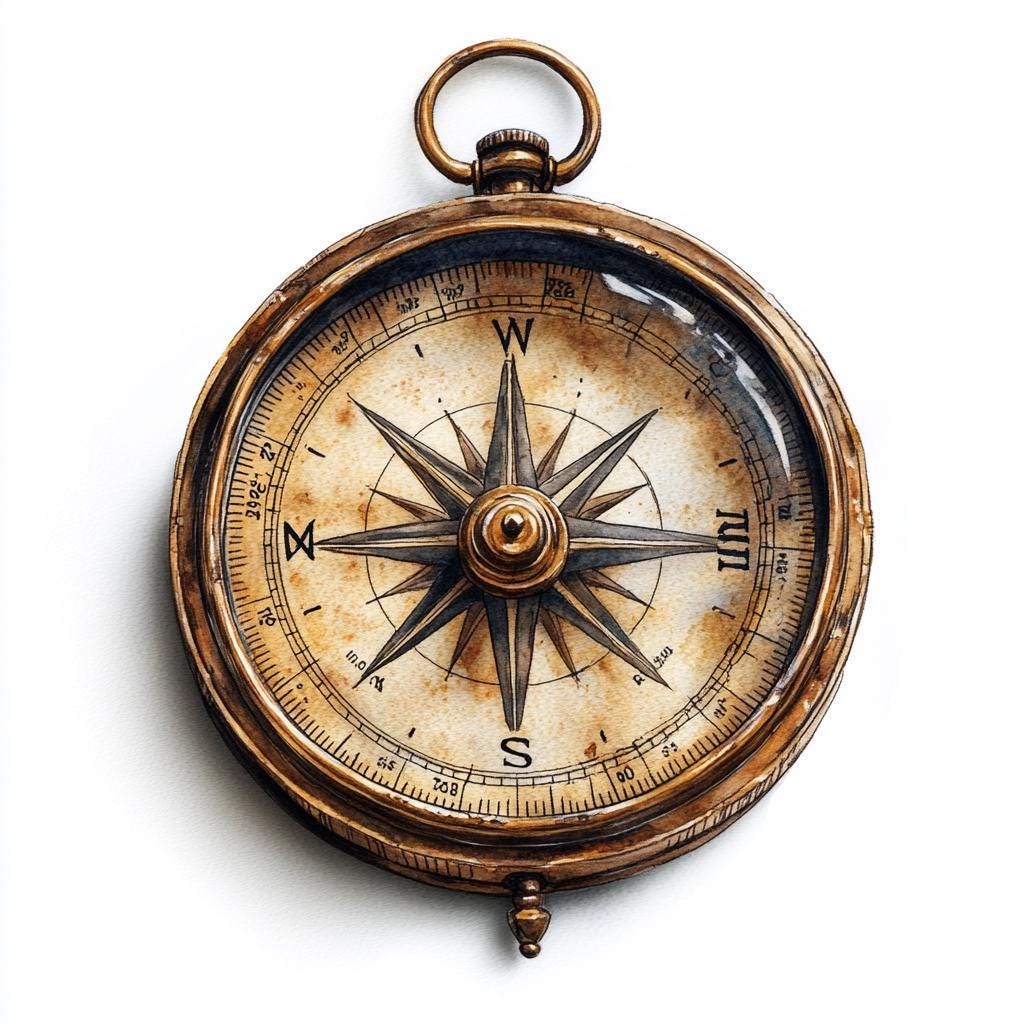 Vintage Compass, Printable Watercolor Clipart, 10 High Quality ...