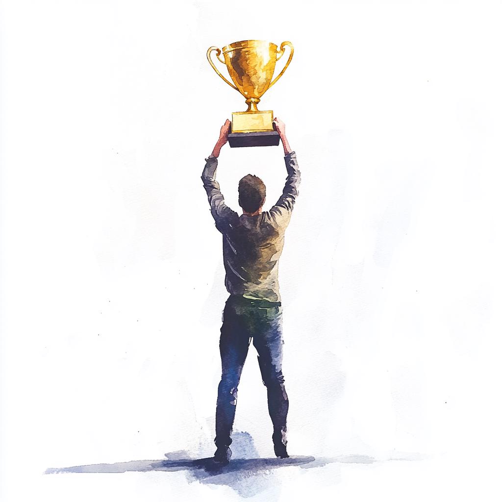 Victorious Man Watercolor Clipart Bundle: Champion Trophy Art, 10 ...