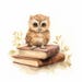 Cute Owl Sitting on a Book, Printable Watercolor Clipart, 10 High ...