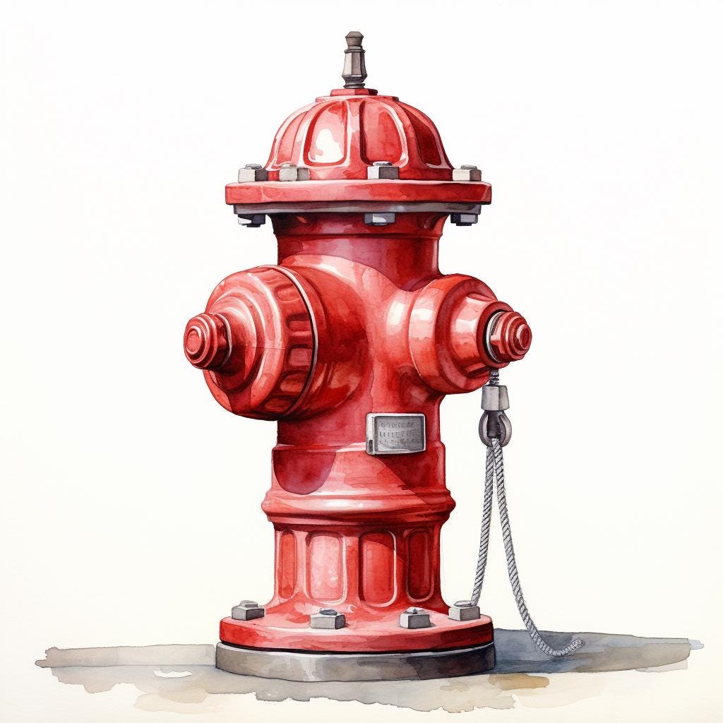 Red Fire Hydrant, Printable Watercolor Clipart Bundle, 10 High Quality ...