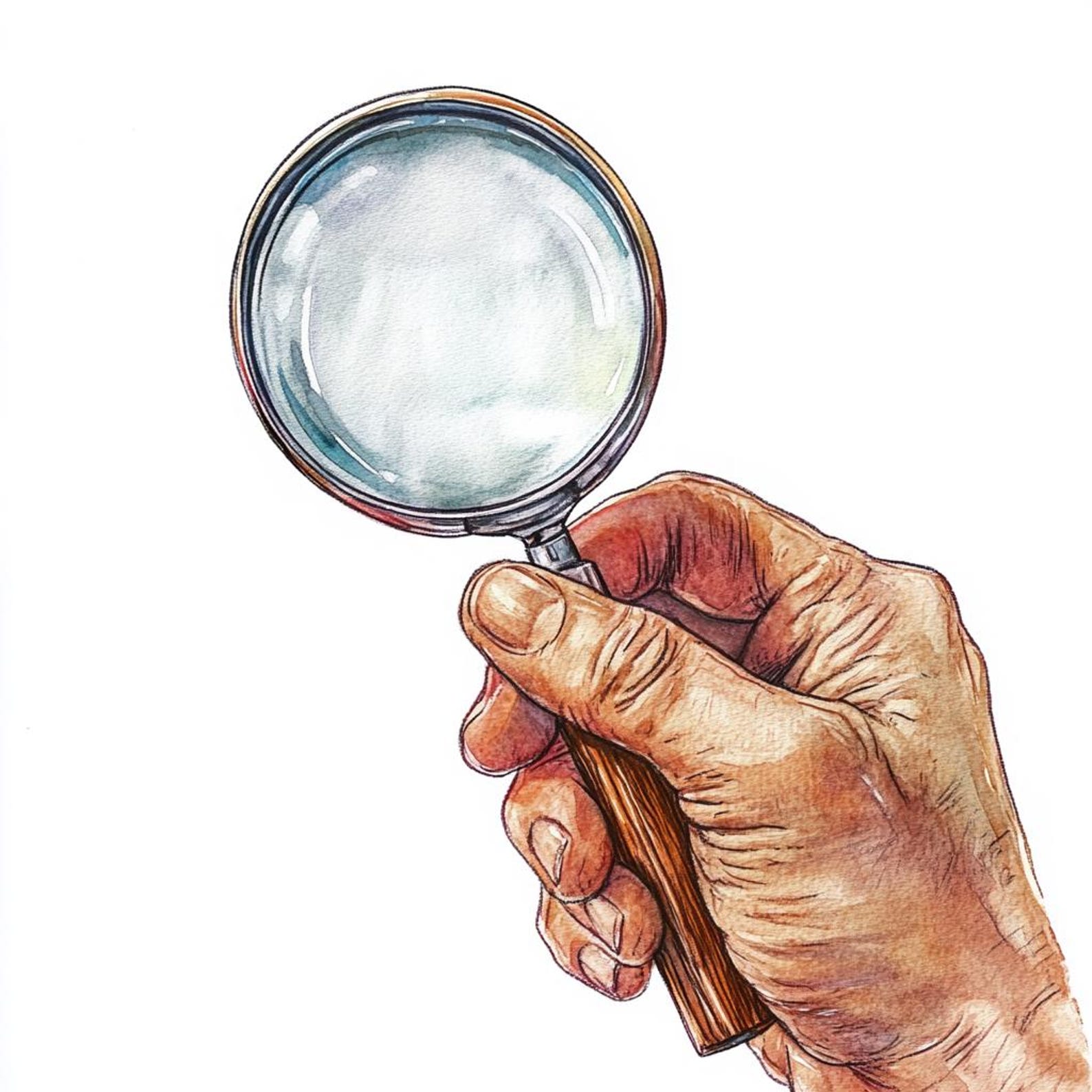 Hand Holding Magnifying Glass, Printable Watercolor Clipart Bundle, 10 ...