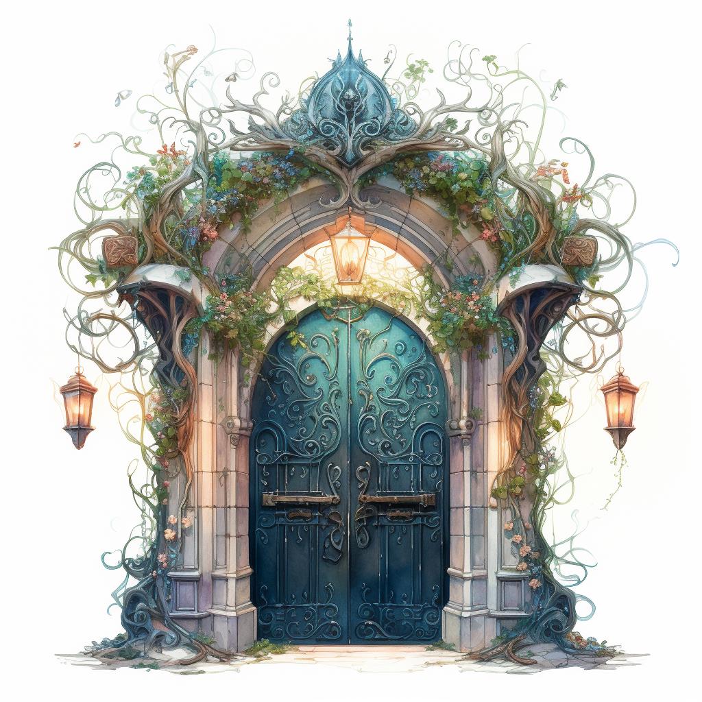 Watercolor Magical Doors Clipart: Fantasy Art Jpgs, 10 Watercolor JPG ...