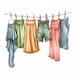 Clothes Hanging on a Line, Printable Watercolor Clipart, 10 High ...