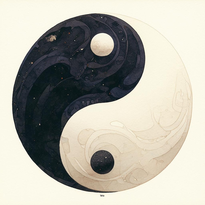 Yin and Yang Symbol, Printable Watercolor Clipart Bundle, 10 High ...