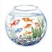 Round Fishbowl Aquarium, Home Fish Tank, Printable Watercolor Clipart ...