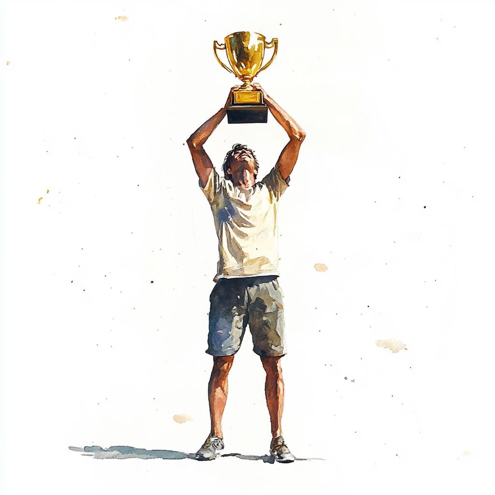 Victorious Man Watercolor Clipart Bundle: Champion Trophy Art, 10 ...