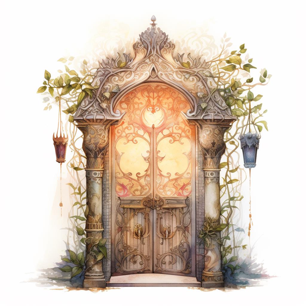 Watercolor Magical Doors Clipart: Fantasy Art Jpgs, 10 Watercolor JPG ...