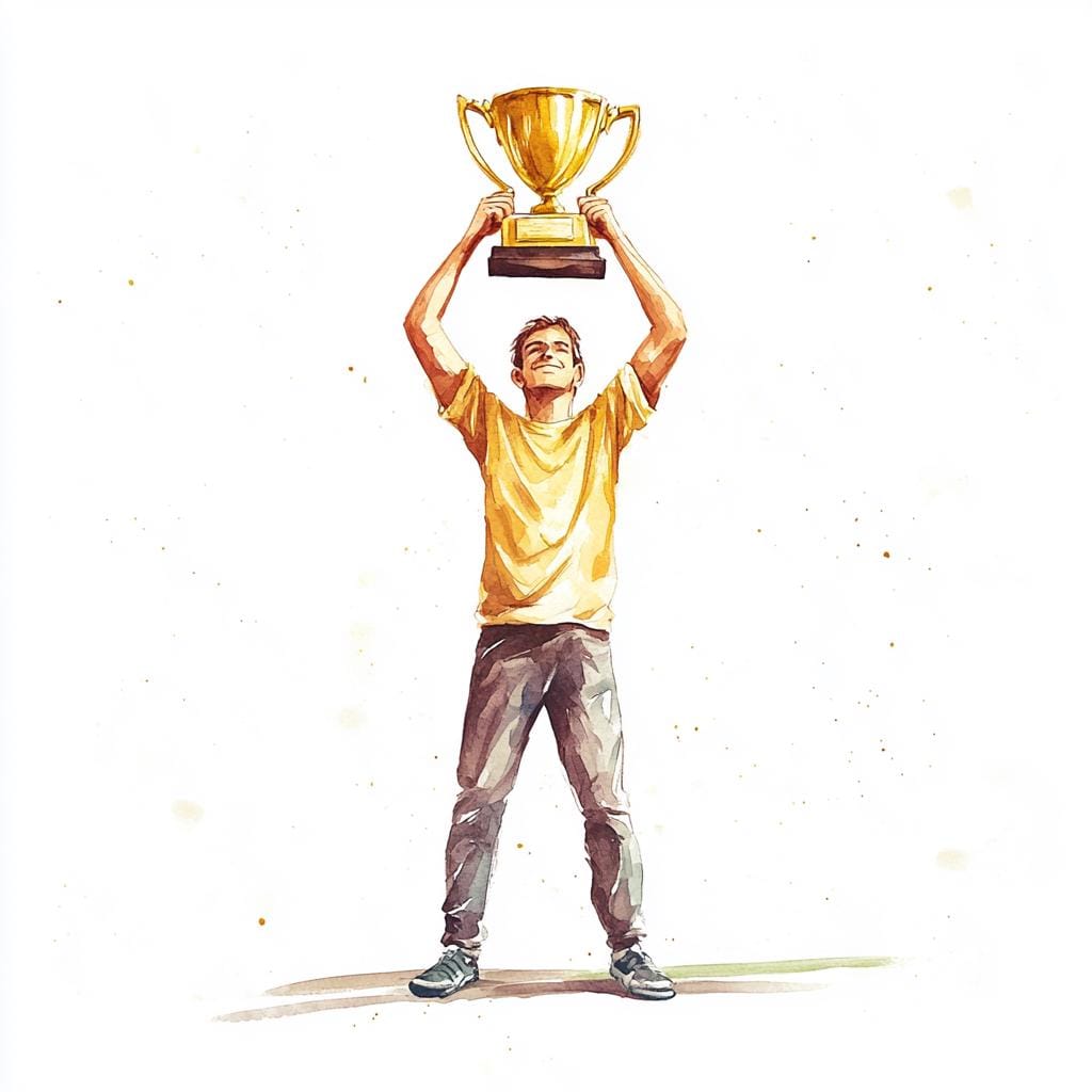 Victorious Man Watercolor Clipart Bundle: Champion Trophy Art, 10 ...