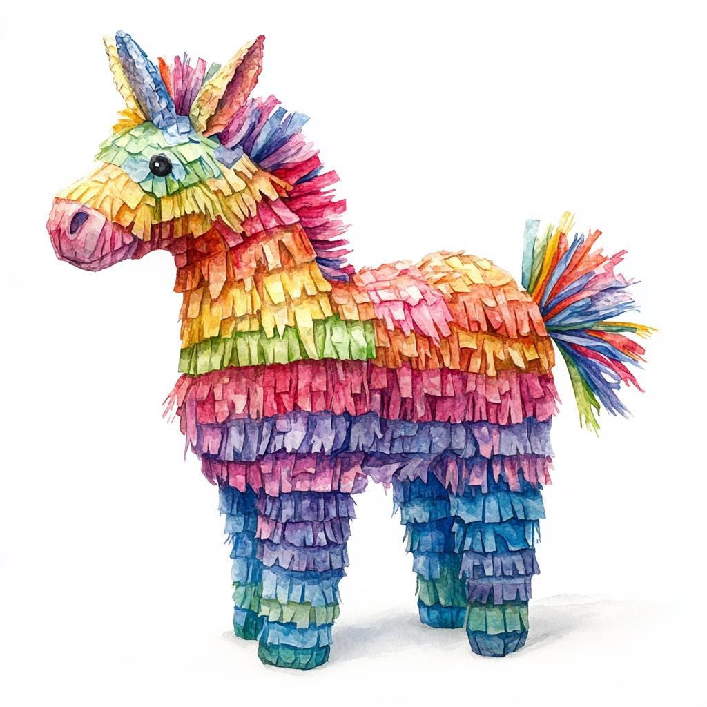 Pinata, Printable Watercolor Clipart, 10 High Quality Watercolor Jpgs ...