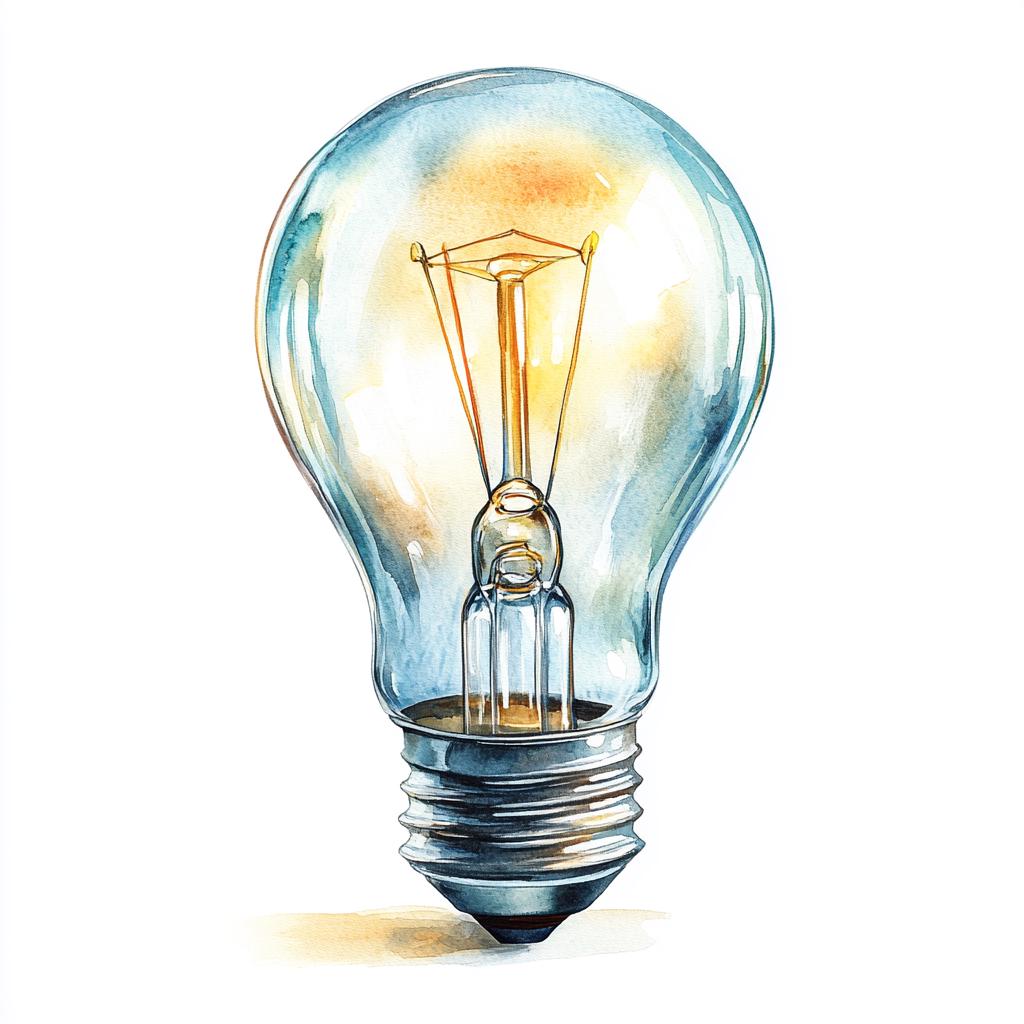 Incandescent Light Bulb, Printable Watercolor Clipart Bundle, 10 High ...
