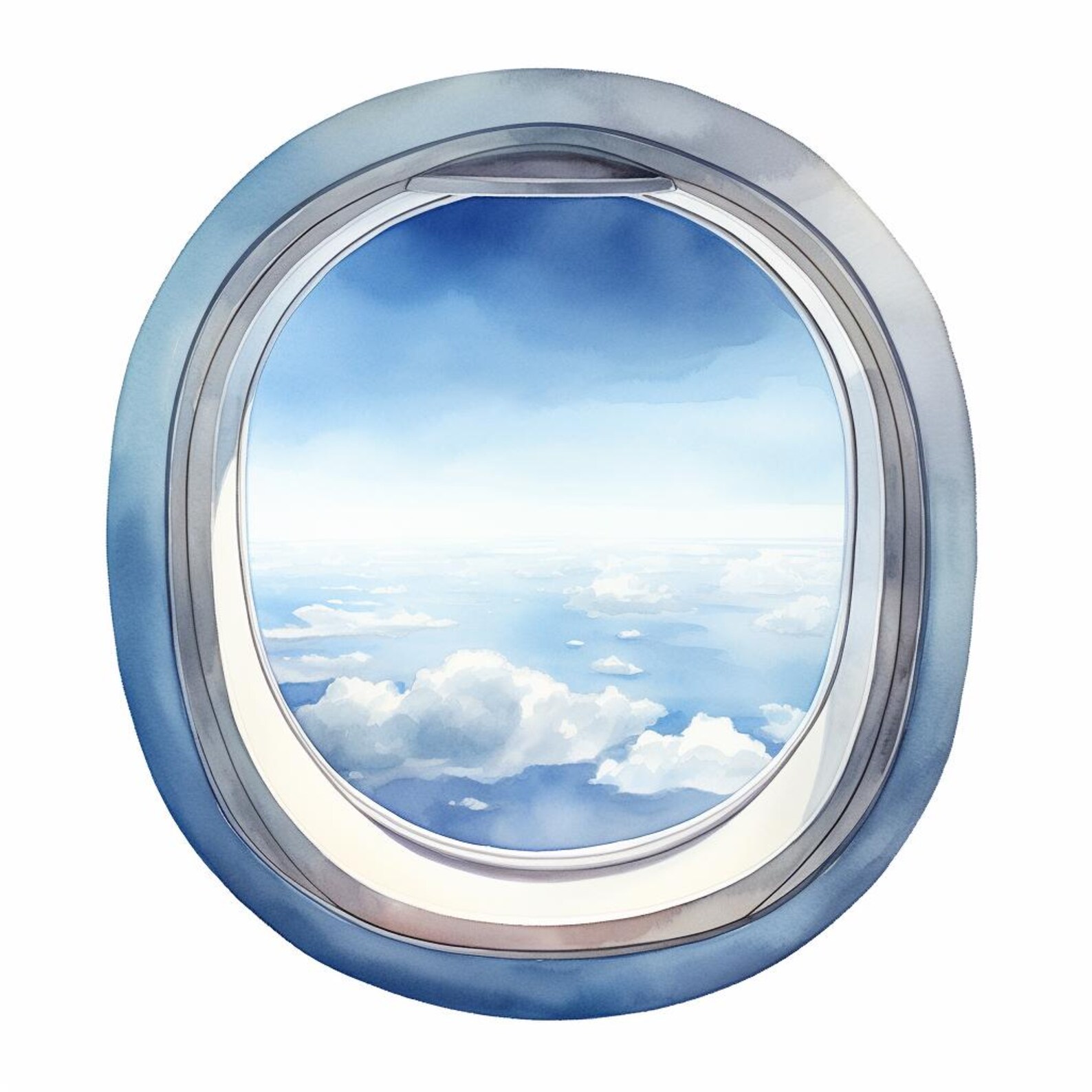 Airplane Window View, Printable Watercolor Clipart Bundle, 10 High ...