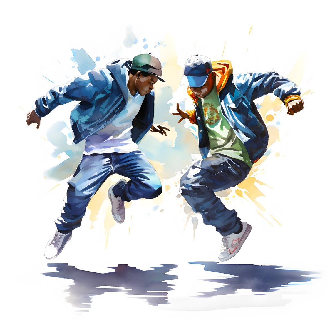 Dynamic Breakdancers, Street Dance, Printable Watercolor Clipart Bundle ...