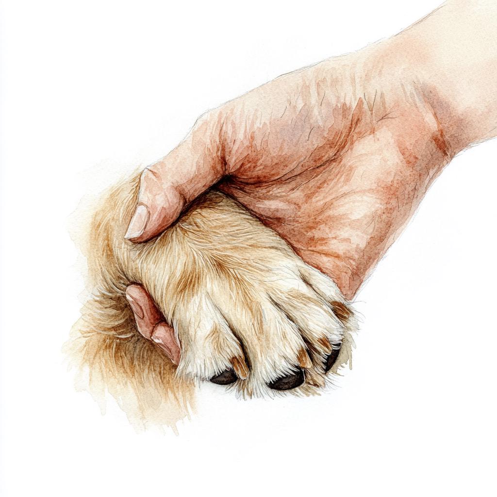 Hand Holding a Dog's Paw, Printable Watercolor Clipart, 10 High Quality ...