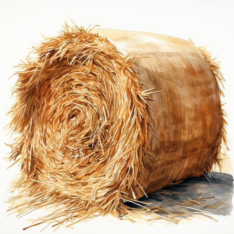 Hay Bale, Printable Watercolor Clipart, 10 High Quality Watercolor Jpgs ...