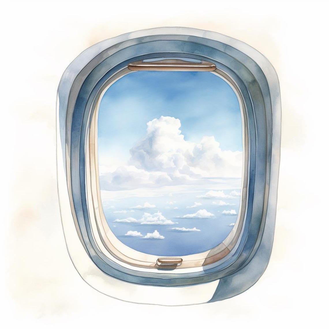 Airplane Window View, Printable Watercolor Clipart Bundle, 10 High ...