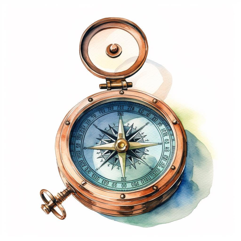 Vintage Compass, Printable Watercolor Clipart, 10 High Quality ...